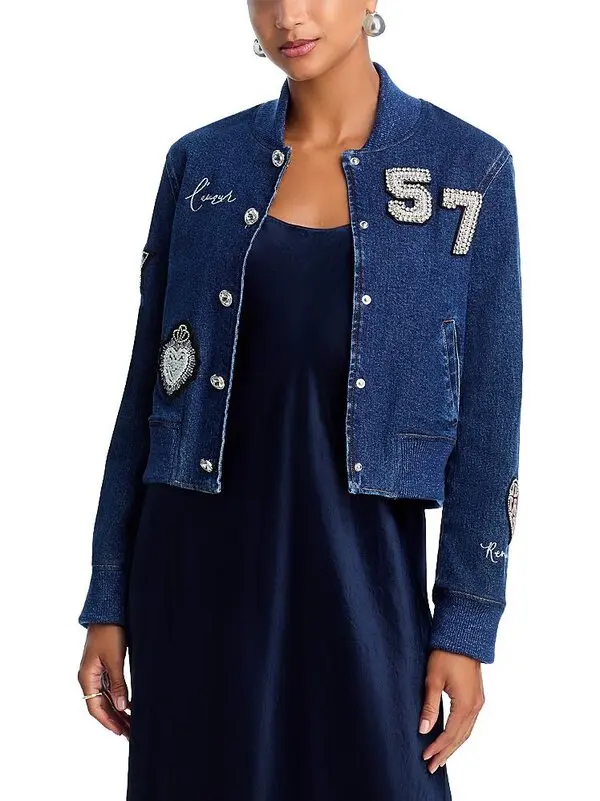 Cinq À Sept Varsity Dominique Denim Jacket - Oceane
