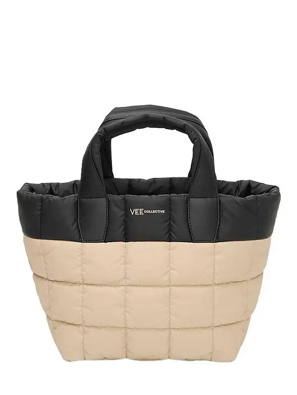 VEE COLLECTIVE Porter Small Quilted Nylon Tote - Black/desert