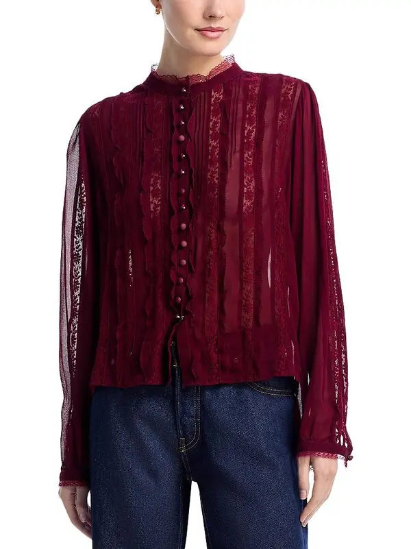 LoveShackFancy Alvynne Top - Oxblood