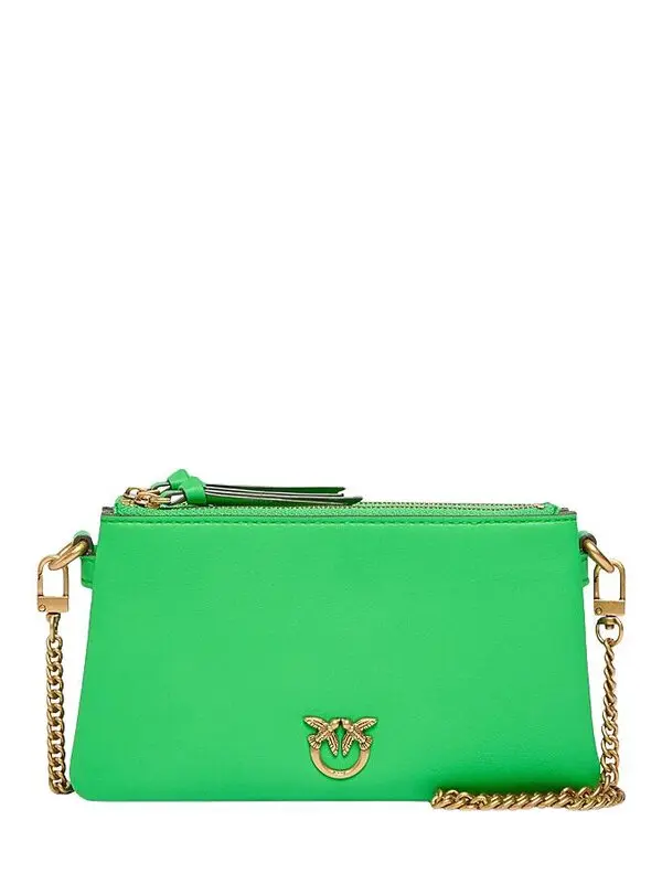 Pinko Leather Double Mini Vitello Shoulder Bag - Green