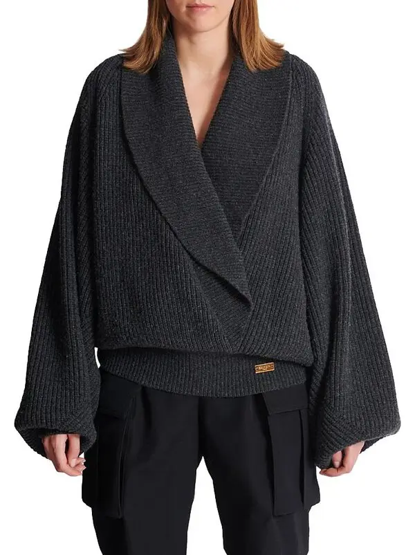 Balmain Oversized Wrap Knit Jumper - Grey