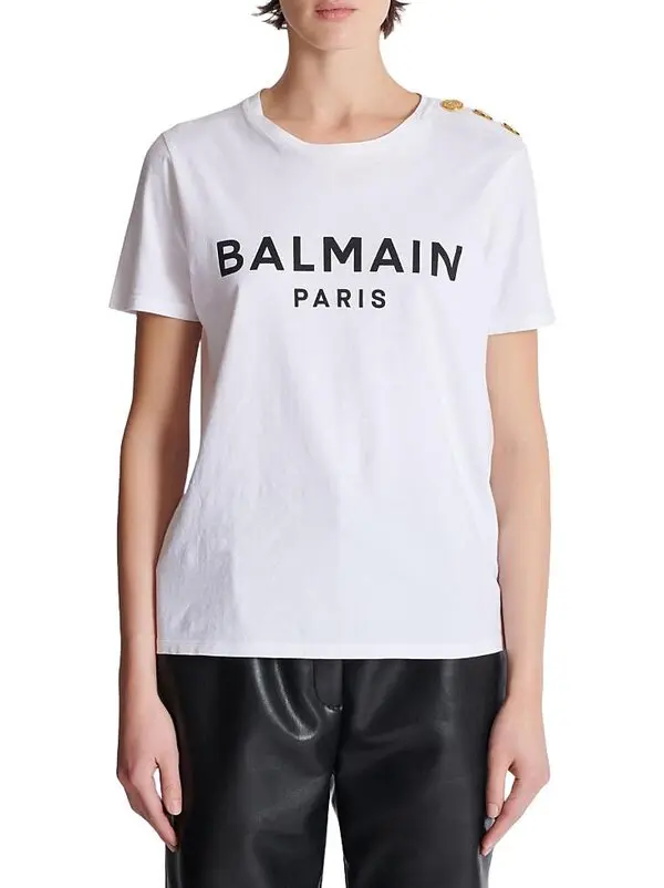 Balmain T-shirt With Paris Print - White