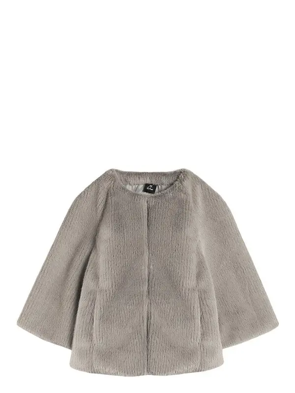Echo Collarless Faux Fur Jacket - Silver