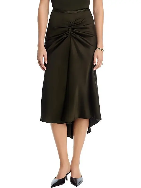Victoria Beckham Gathered Waist Midi Skirt - Dark Olive