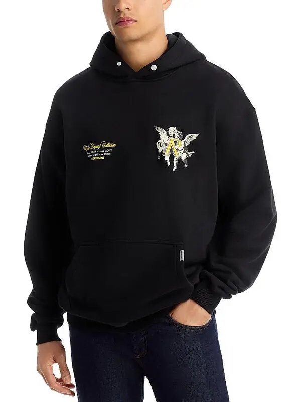 REPRESENT Oversized Legacy Cherubs Hoodie - Jet Black