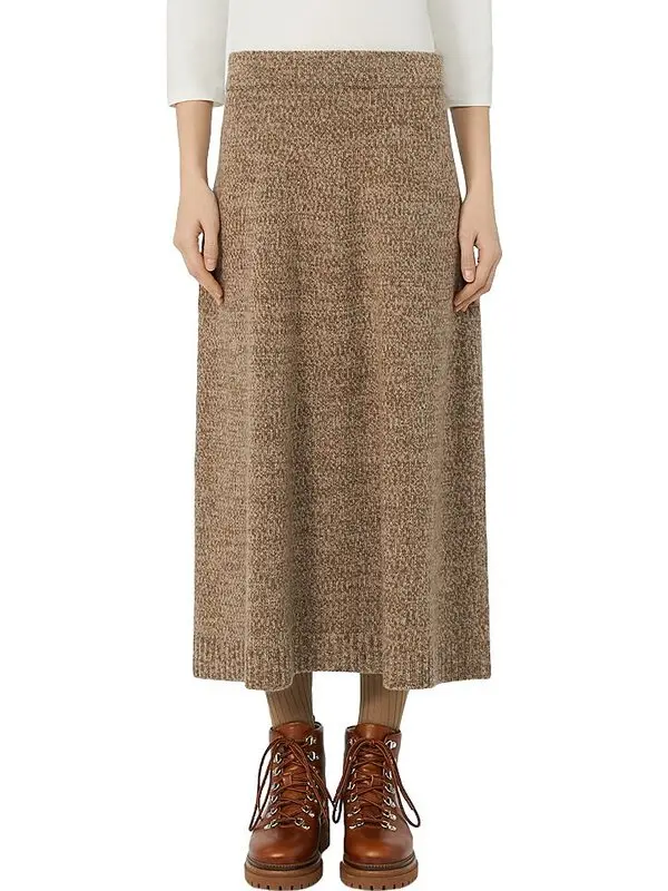 Max Mara Barnaba Wool Knit Midi Skirt - Hazelnut Brown