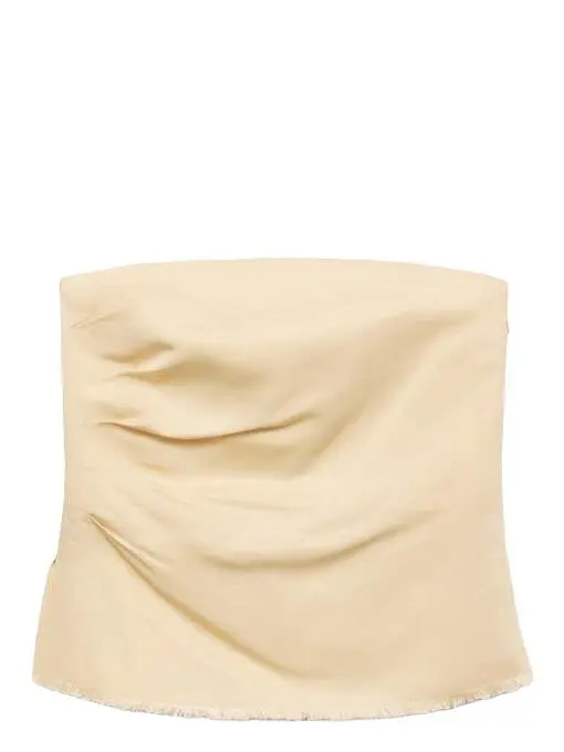 Mango Fiona Pleated Strapless Top - Yellow