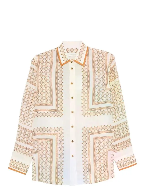 Zimmermann Geometric-print Buttoned Shirt - Neutrals