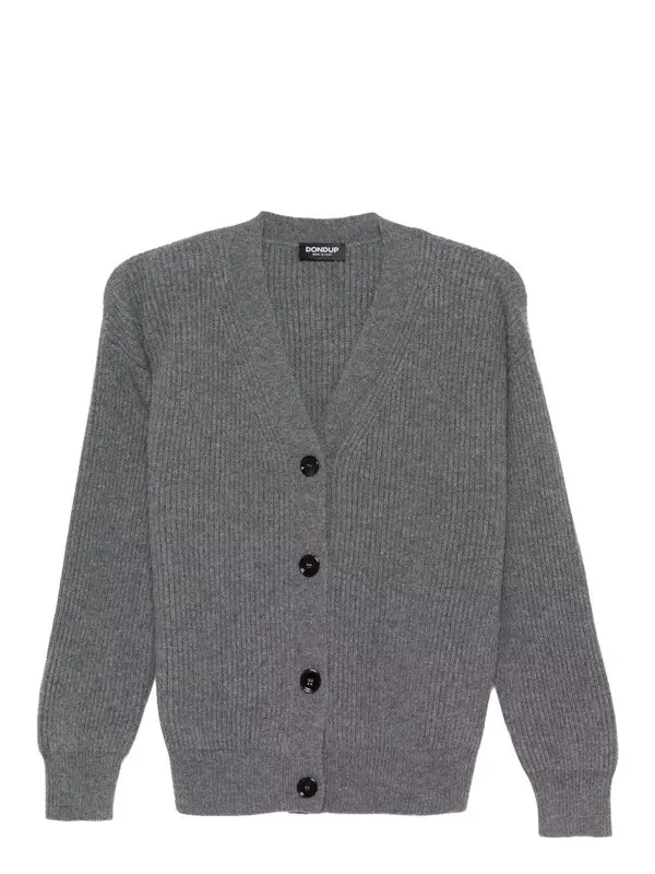 DONDUP V-neck Ribbed Cardigan - Grey