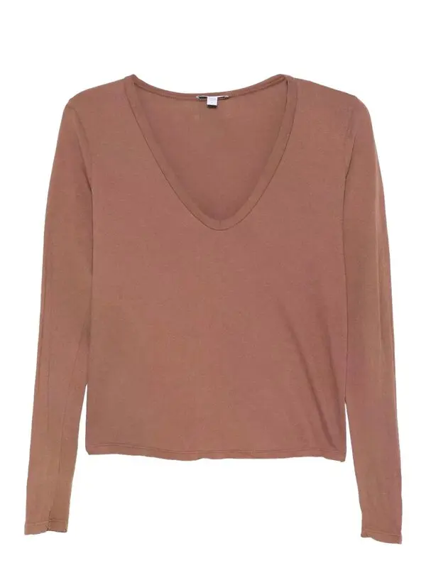 JAMES PERSE V-neck Long-sleeve Top - Brown