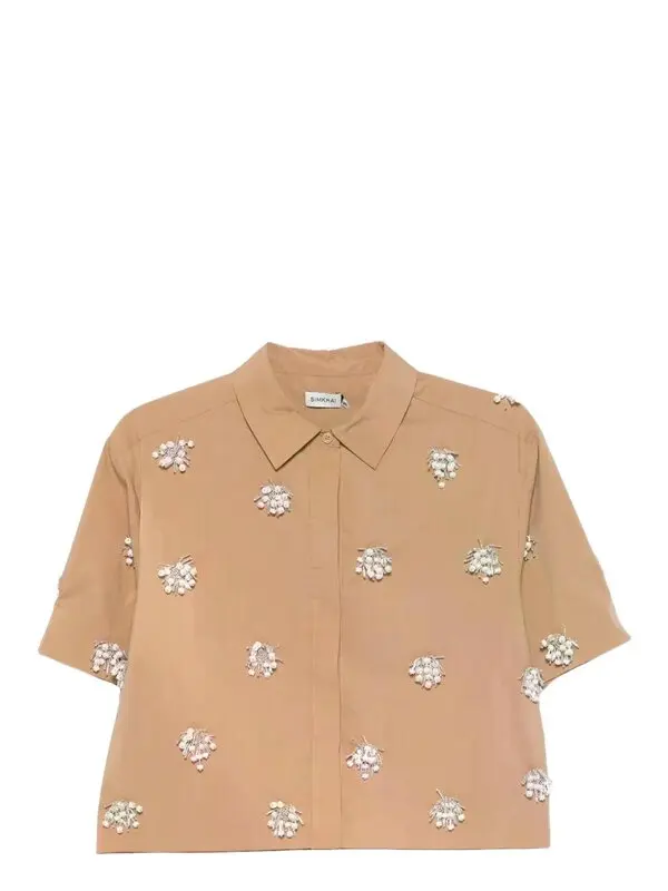 Simkhai Embellished Short-sleeve Shirt - Brown