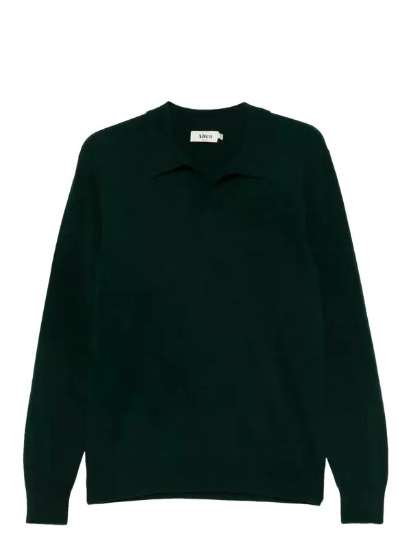 Altea Polo-collar Fine Knit Sweater - Green
