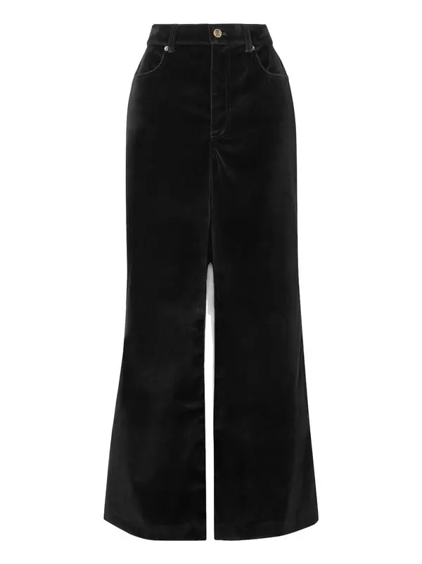 La DoubleJ Cotton-velvet Wide-leg Pants - Black