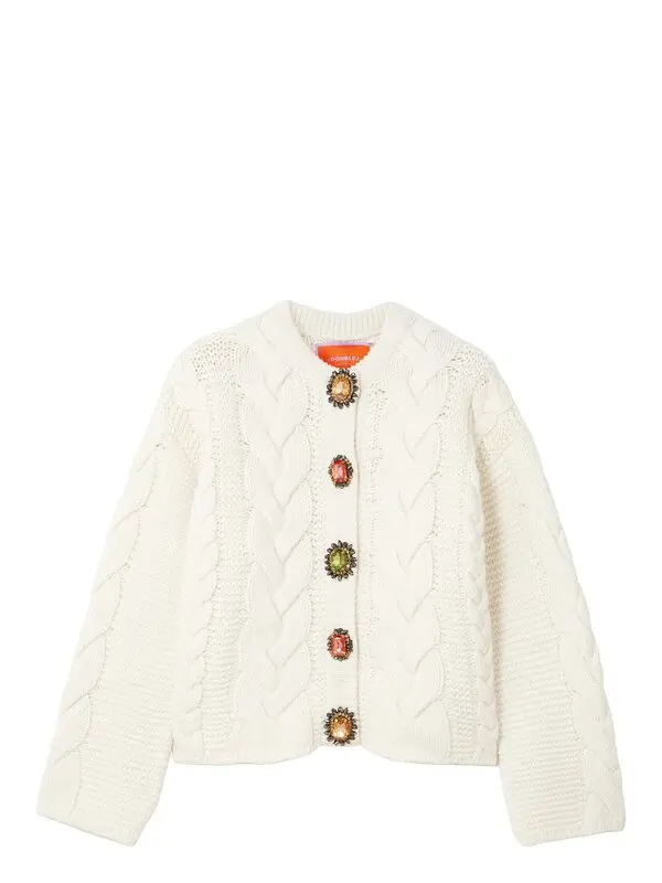 La DoubleJ Icon Portrait Wool-blend Cardigan - White