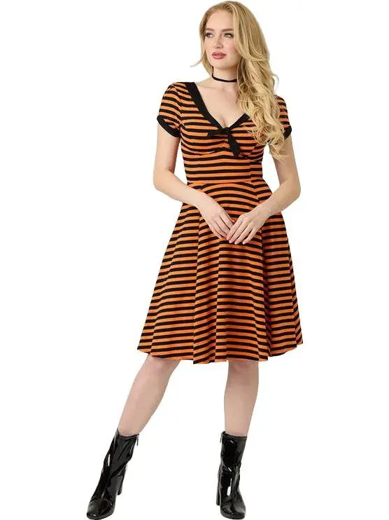 Unique Vintage Natalie A-line Dress - Orange