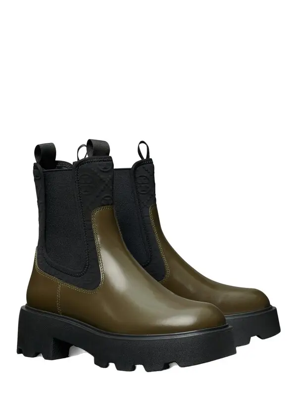 Tory Burch T Monogram Lug Sole Chelsea Boots - Dark Olive
