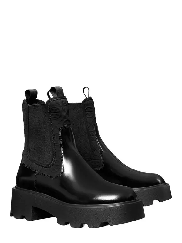Tory Burch T Monogram Lug Sole Chelsea Boots - Perfect Black