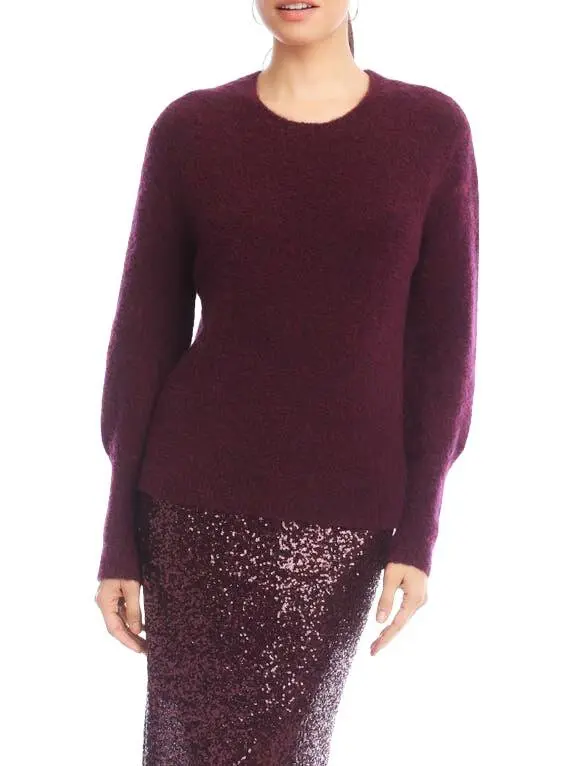 Karen Kane Blouson Sleeve Bouclé Sweater - Eggplant