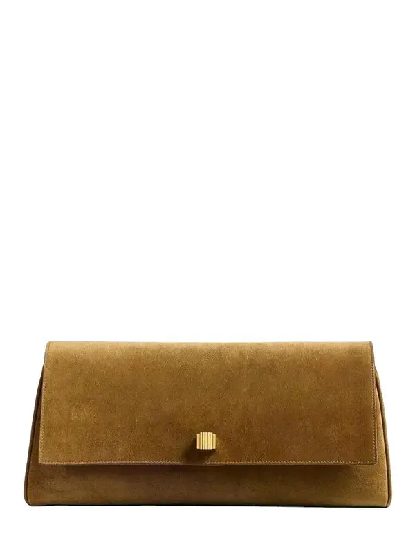 Khaite Flap Leather Clutch - Brown