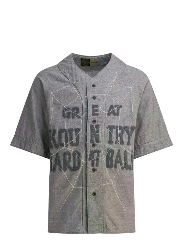 Kapital Text-print Buttoned Shirt - Grey