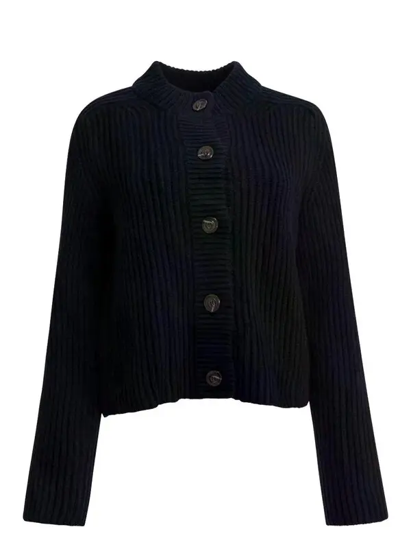 Soeur Ribbed Knit Merino Wool Cardigan - Blue