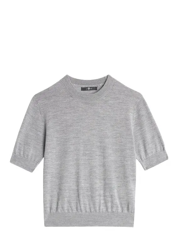 7 For All Mankind Wool Short Sleeve Sweater - Gray
