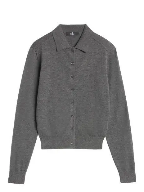 7 For All Mankind Cashmere Polo Cardigan - Neutral