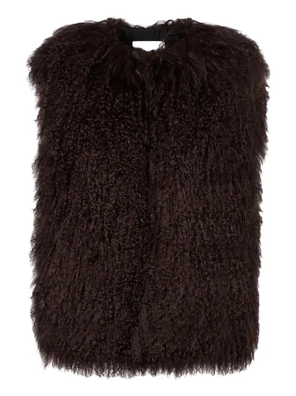 YVES SALOMON Shearling Vest - Brown