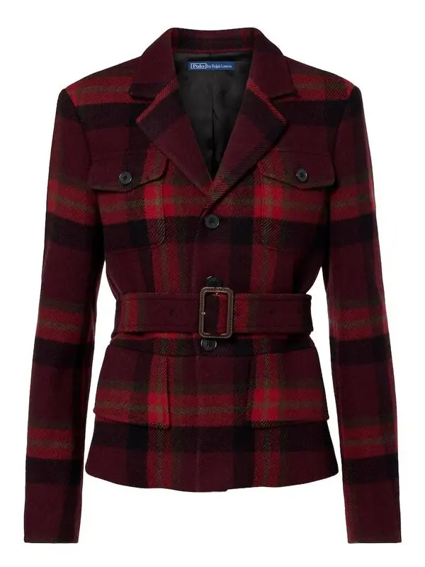 Polo Ralph Lauren Plaid Wool-blend Tweed Blazer - Red