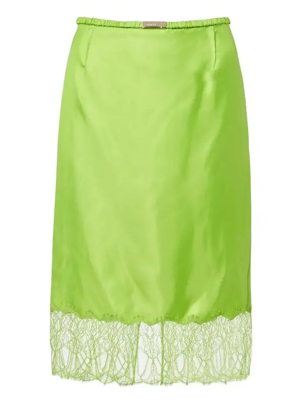 Gucci Lace-trimmed Twill Midi Skirt - Green