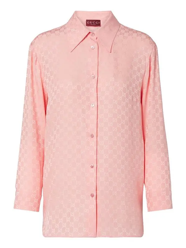 Gucci Gg Silk Jacquard Shirt - Pink