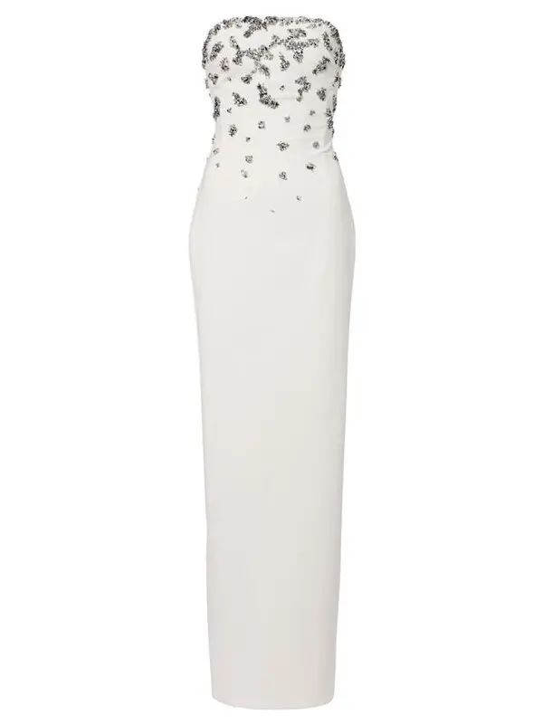 MARMAR HALIM Embellished Strapless Gown - White