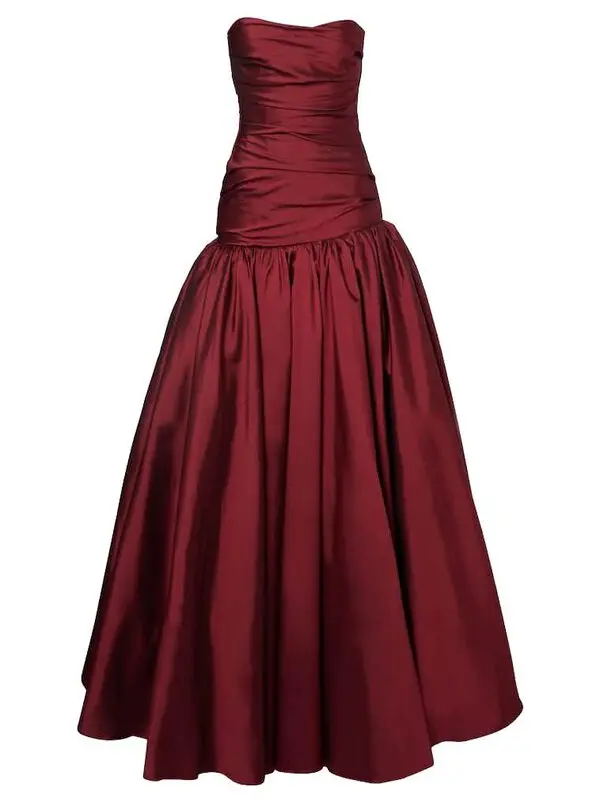 MARMAR HALIM Draped Off-shoulder Corset Gown - Burgundy