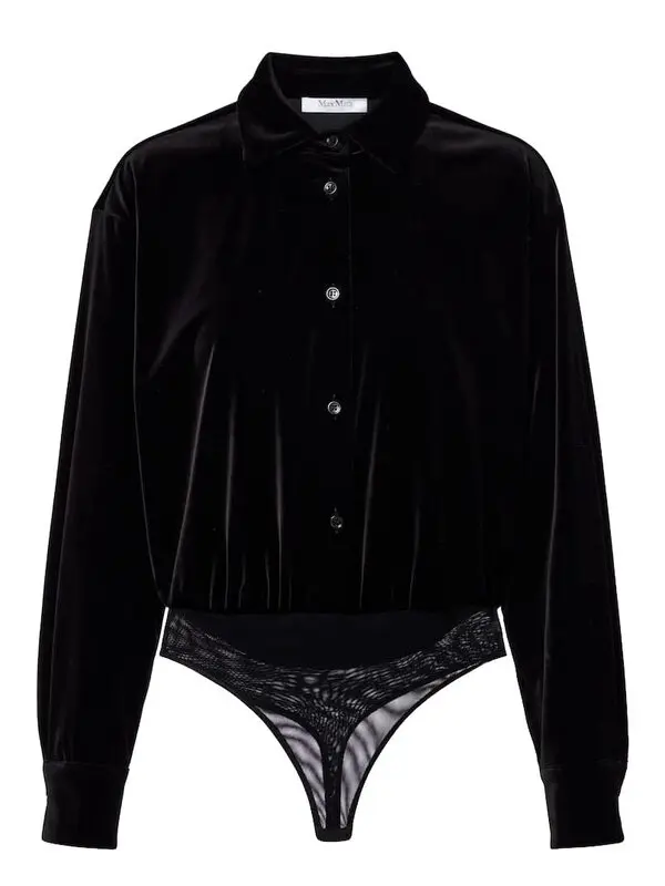 Max Mara Cotton Velvet Bodysuit - Black