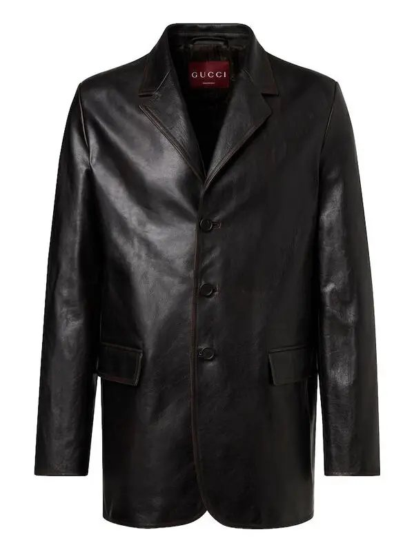 Gucci Leather Blazer - Black