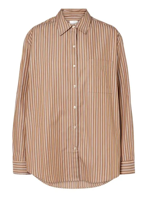 LESET Yoshi Striped Cotton-blend Twill Shirt - Brown
