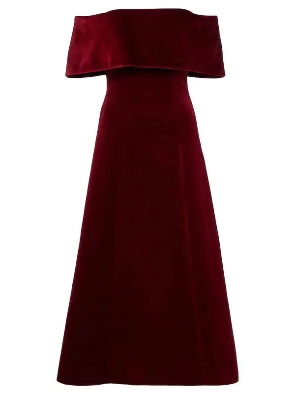 EMILIA WICKSTEAD Carita Off-shoulder Midi Dress - Burgundy