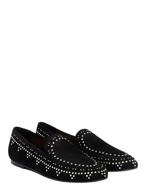 AQUAZZURA Skye Studded Loafers - Black