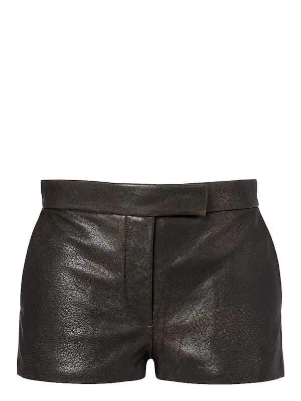Alex Perry Low-rise Leather Micro Shorts - Brown