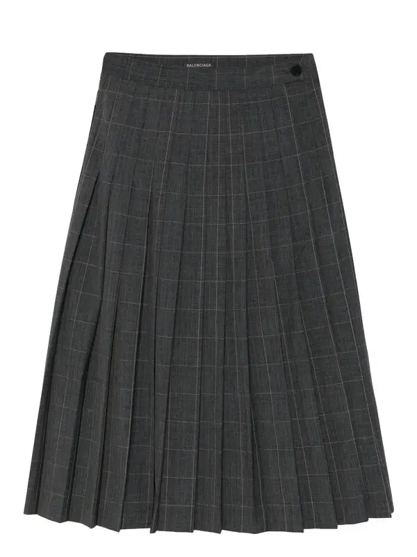Balenciaga Mid-length Checkered Flared Skirt - Grey