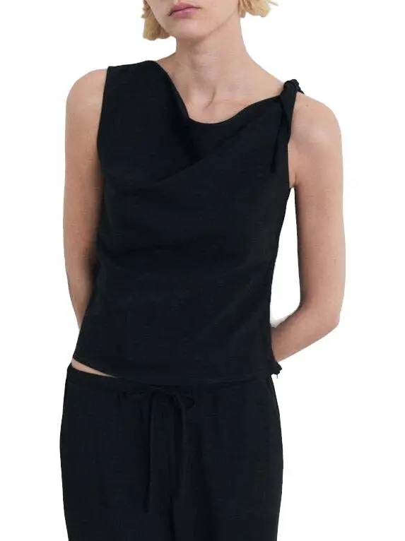 Mango Asymmetric Draped Top - Black