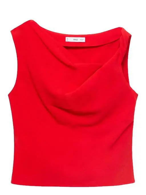 Mango Asymmetric Draped Top - Red