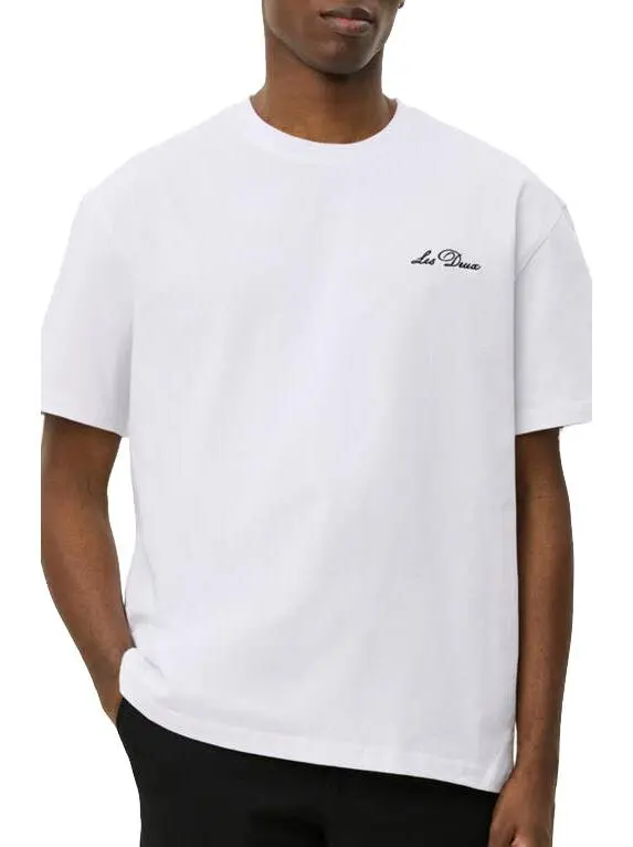 LES DEUX Organic Cotton Graphic T-shirt - White/black