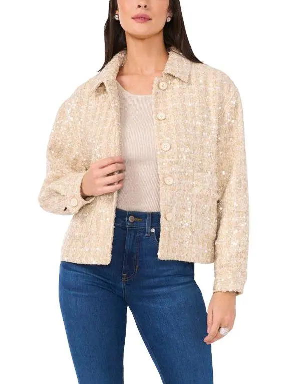 Vince Camuto Sequin Tweed Jacket - Soft Gold