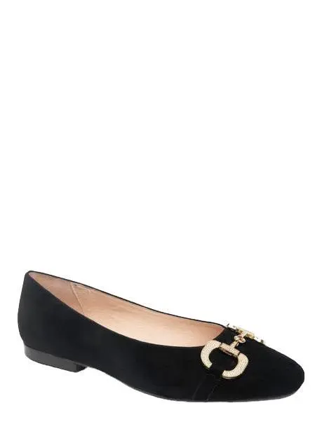 PATRICIA GREEN Cannes Crystal Horsebit Flat - Black Suede