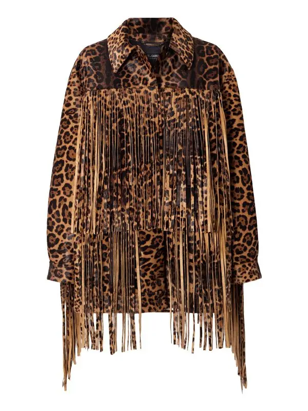 Dolce & Gabbana Leopard-print Calf Hair Jacket With Fringing - Animal Print