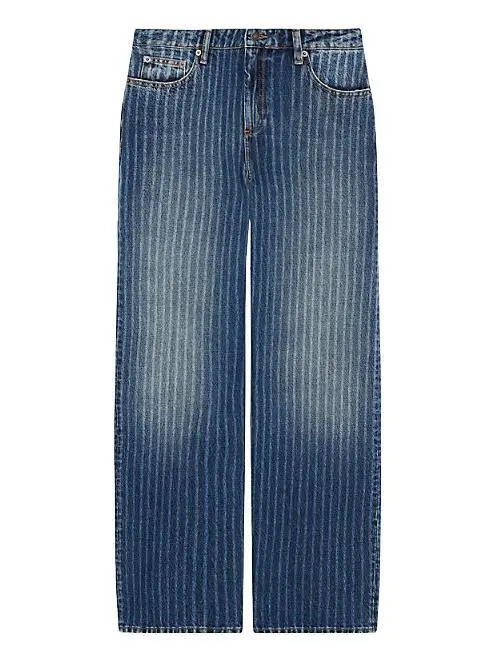 The Kooples Striped Straight-leg Mid-rise Denim Jeans - Baby Blue