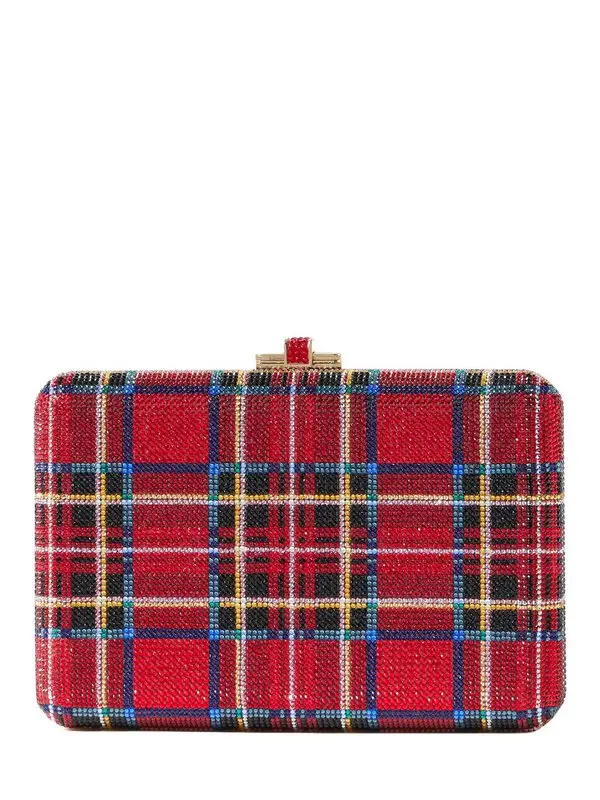 Judith Leiber Tartan Crystal-embellished Clutch - Red