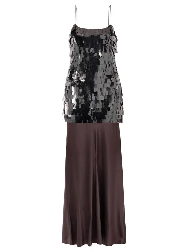 Staud Mesa Paillette-embellished Maxi Dress - Brown