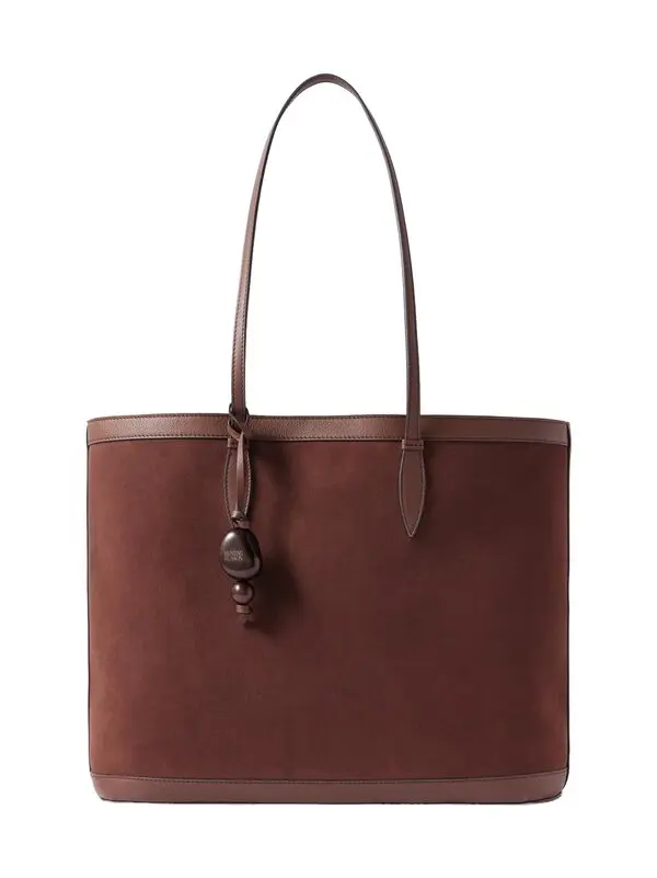 HUNTING SEASON Leather-trimmed Suede Tote - Brown